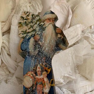 VICTORIAN Blue Santa *recreated From Vintage Die Cut Into This Shelf ...