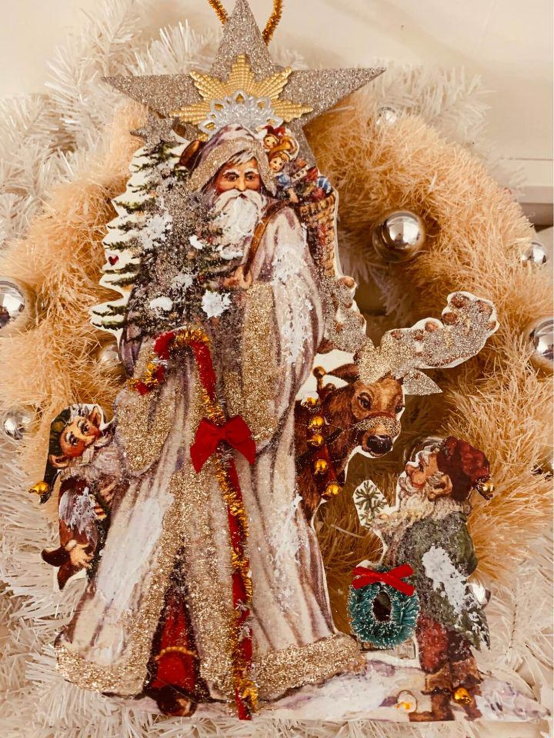 Dresden Ornament*santa Claus*st. Nicholas Victorian CHRISTMAS Dresden ...
