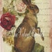 Cards.rabbit and Antique Roses French Script Postcards. Hand Glittered ...