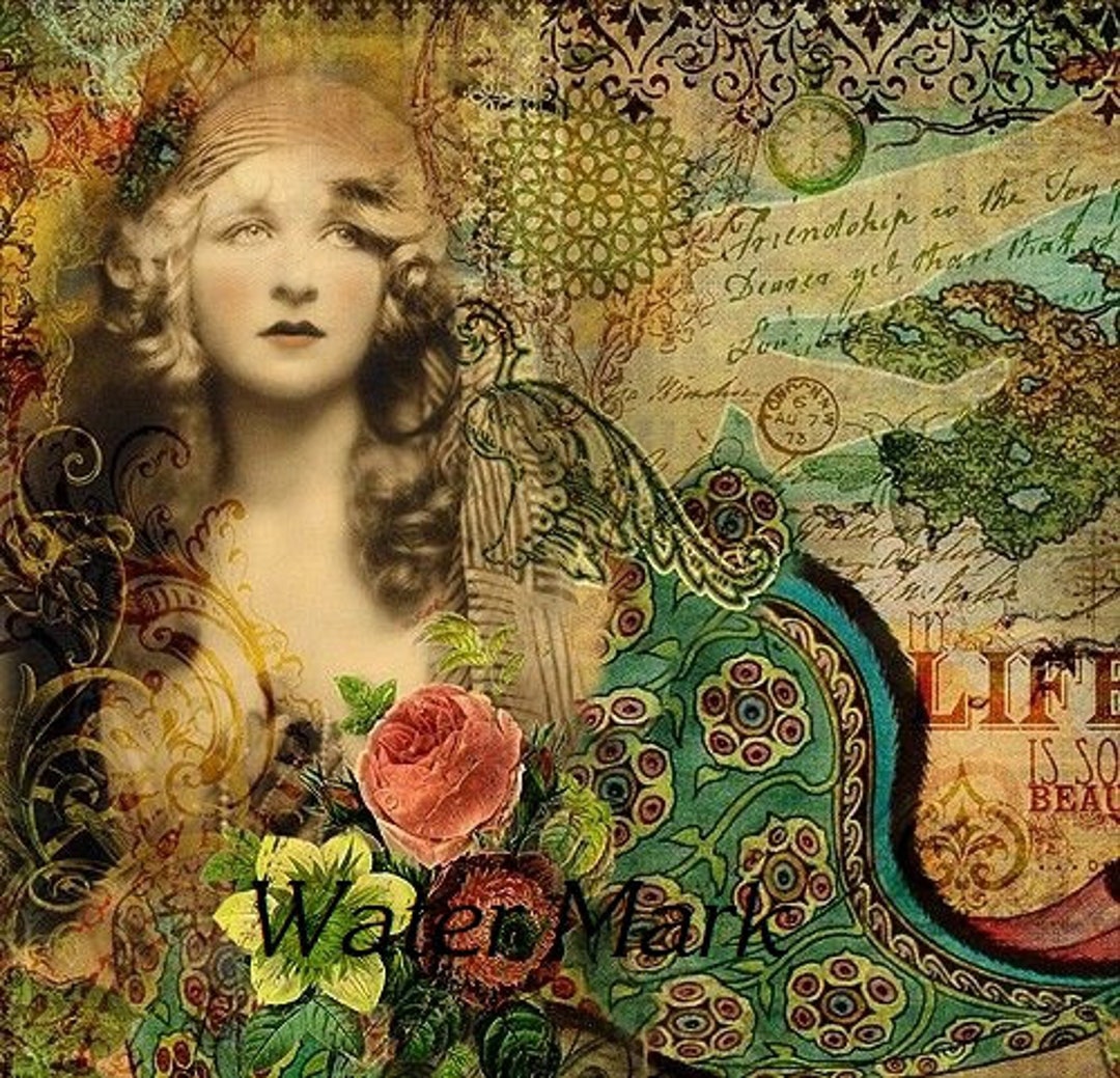 Gypsy Woman Collage*stunning*fabric Block*ready to Sew* - Etsy