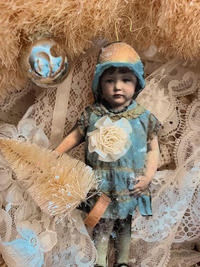 CHRISTMAS Ornament*flapper*little Emma With Her Bottle Brush Tree ...