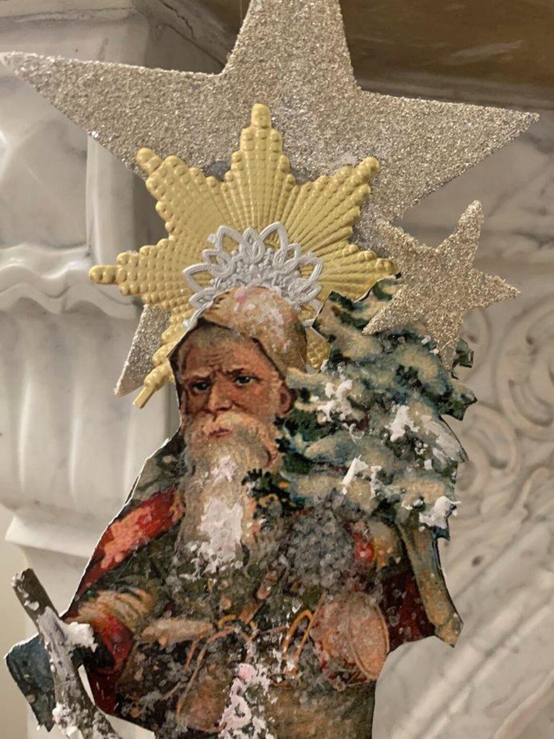 Dresden Victorian Vintage Style Celadon Green SANTA Ornament*german ...