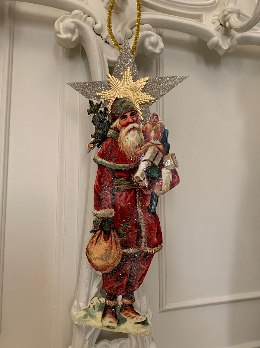 SALE*CHRISTMAS DRESDEN Santa Claus With Toys*victorian*glorious ...