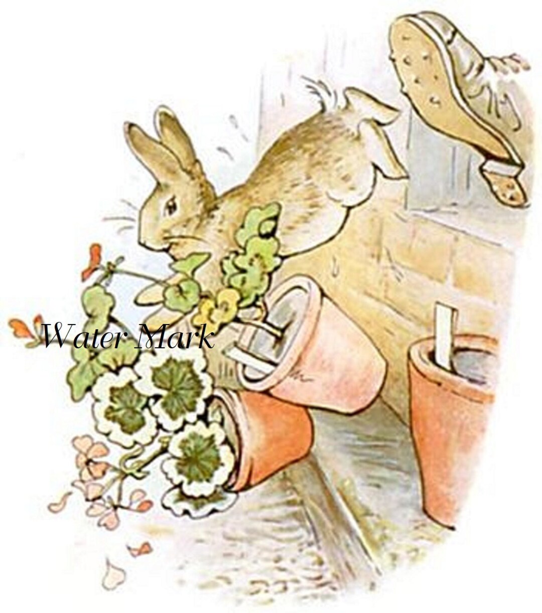 Beatrix Potter Peter Rabbit Tips Over the Flower Pots*multi Sizes ...