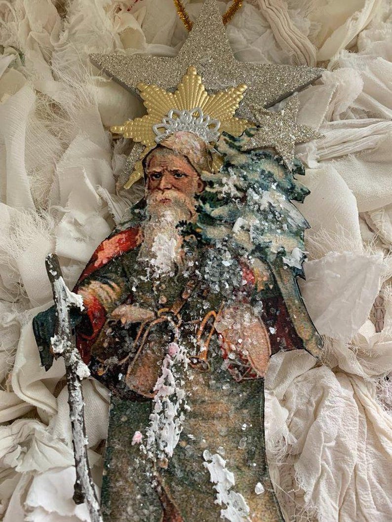 Dresden Victorian Vintage Style Celadon Green SANTA Ornament*german ...