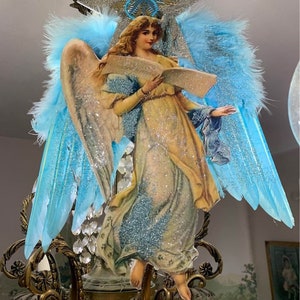 Light Dresden Angel ORNAMENT With the Seafoam Wings*german Glitter ...