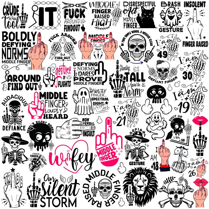 Middle Finger SVG, Bundle, Middle Finger PNG, Middle Finger Clipart ...