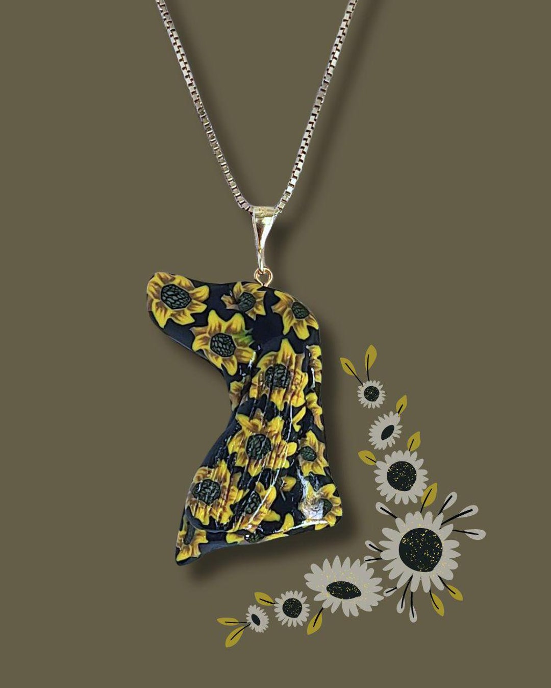 Irish Setter Sunflower Pendant Necklace - Etsy