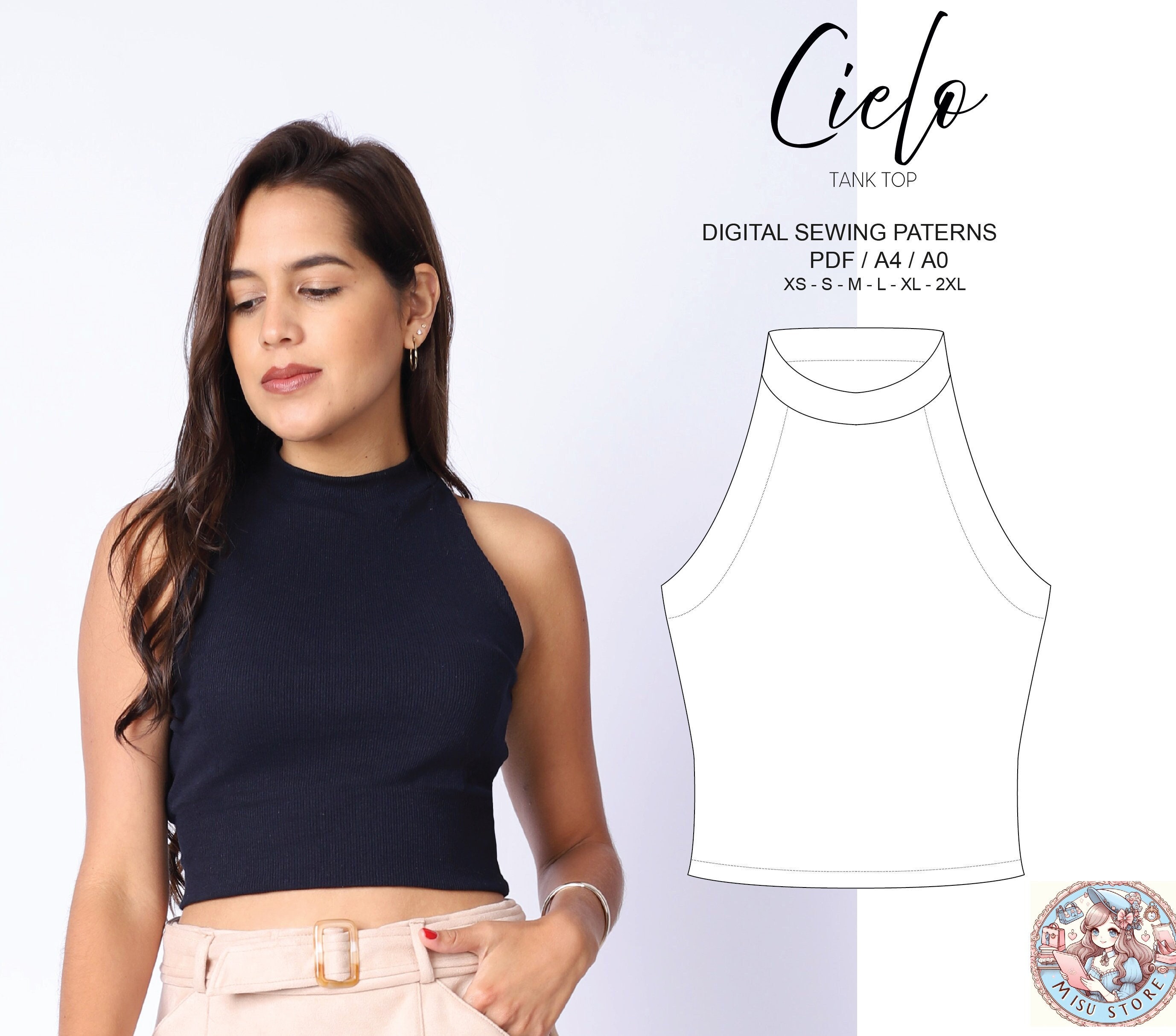 Croptop Sewing Pattern / Tank Top Pattern / Easy Pattern for Beginners ...