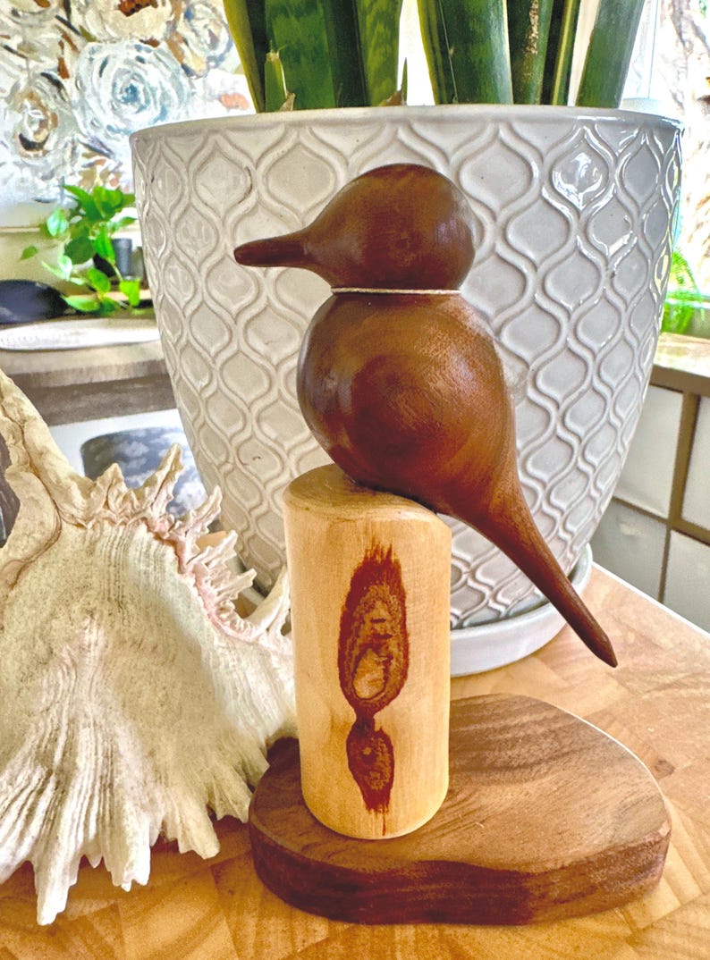 Hand Turned Black Walnut Bird Sculpture on Natural Branch - Etsy