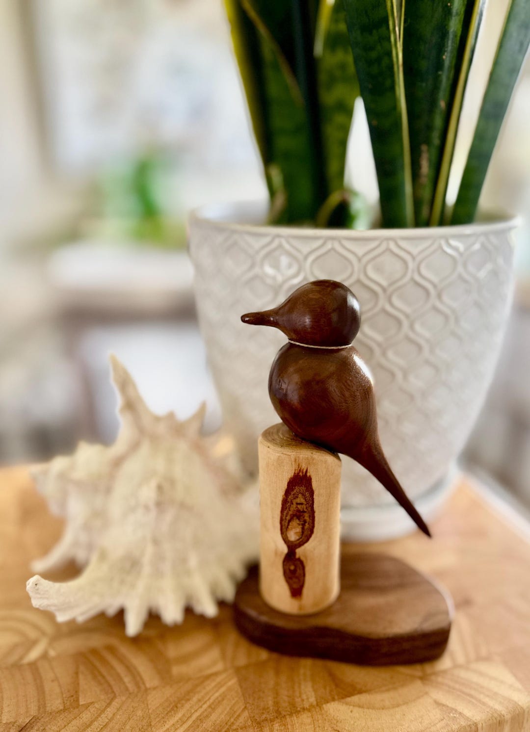 Hand Turned Black Walnut Bird Sculpture on Natural Branch - Etsy
