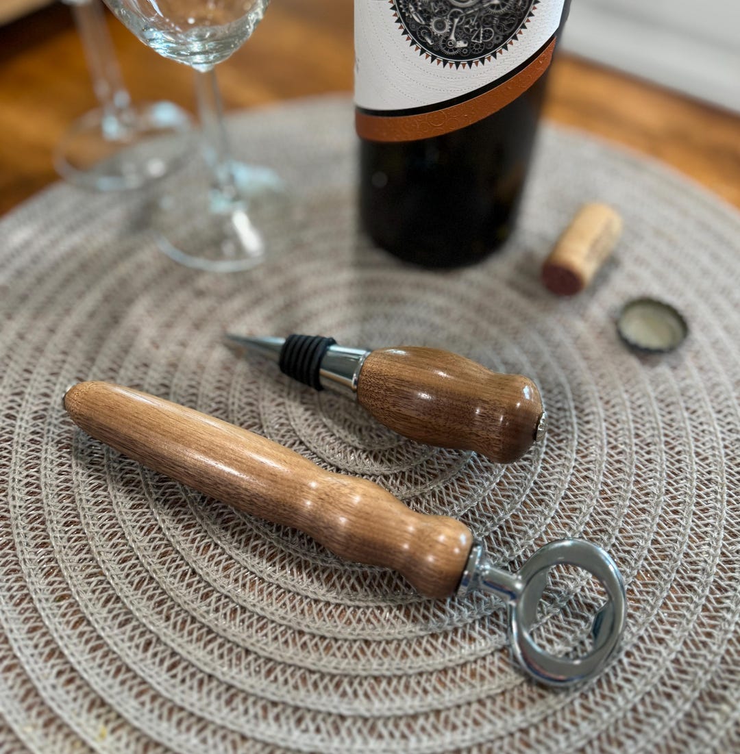 Hand-turned Black Walnut Bar Set: Bottle Opener & Stopper - Etsy