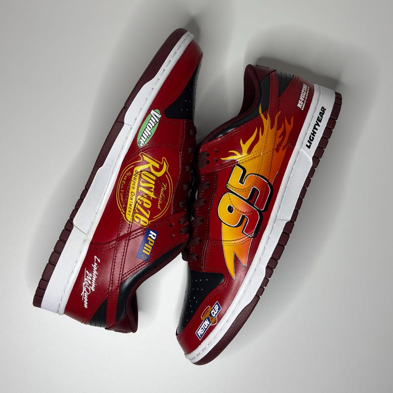 Custom Sneakers 'lightning Mcqueen' Cartoon Sneakers, Personalized ...