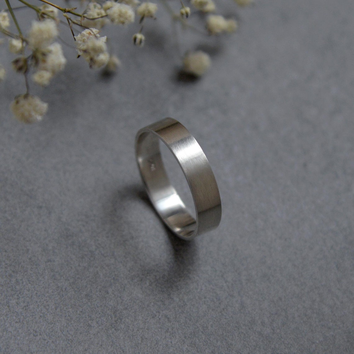 Matte Ring Wedding Band Sterling Silver - Modern Minimalist Ring for ...