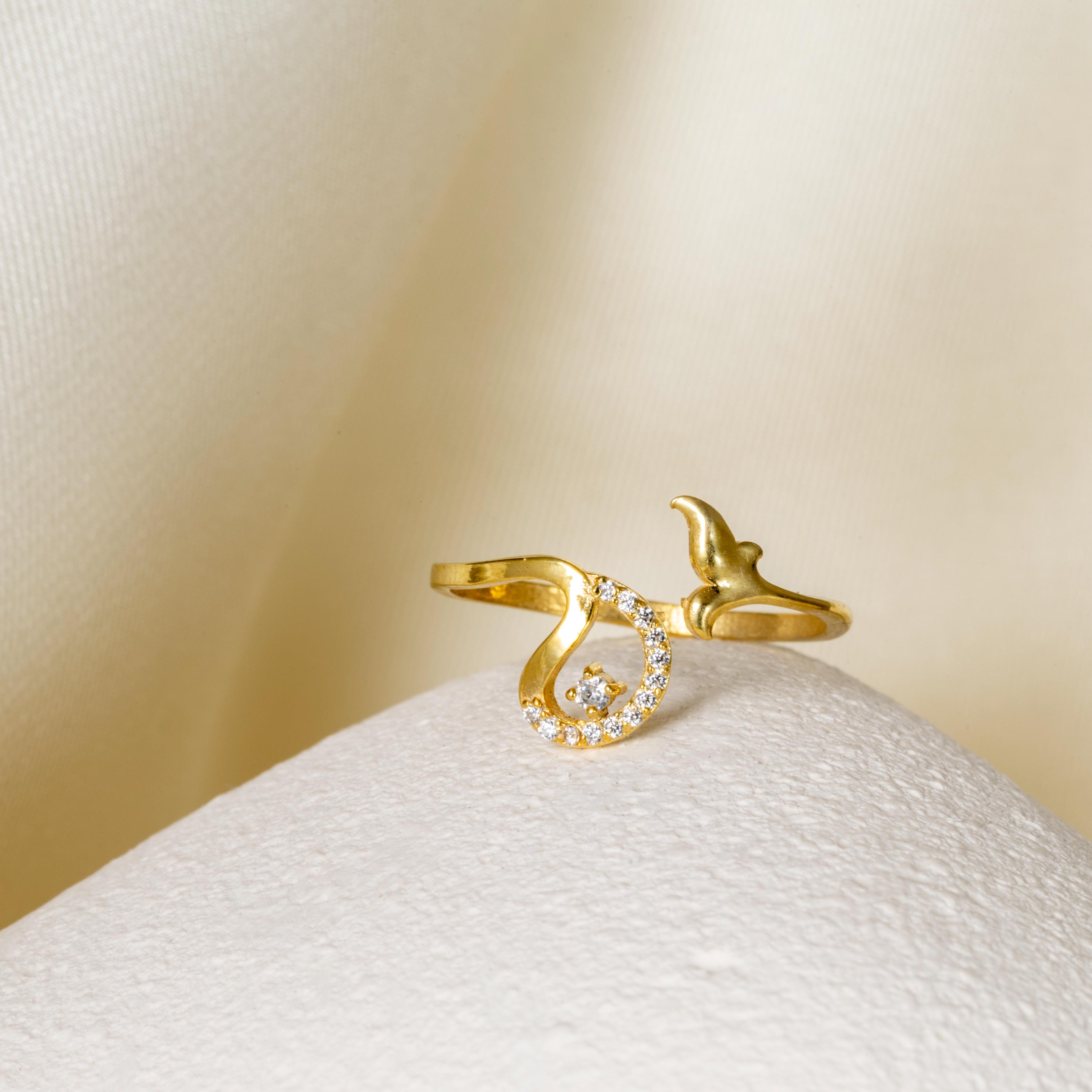14K Solid Gold Whale Ring Real Gold Whale Ring Stackable Ring Women Cz ...