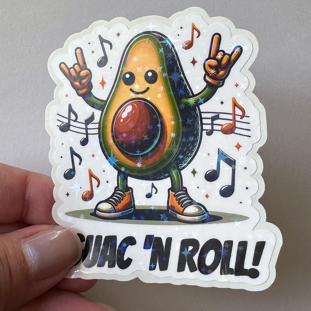 Guac 'N Roll Holographic Sticker, for Laptops, Water Bottles, Notebooks ...