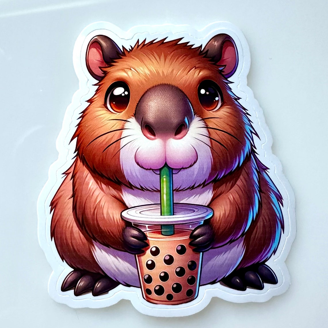 Capybara Boba Tea Sticker, for Laptops, Water Bottles, Notebooks, Phone ...