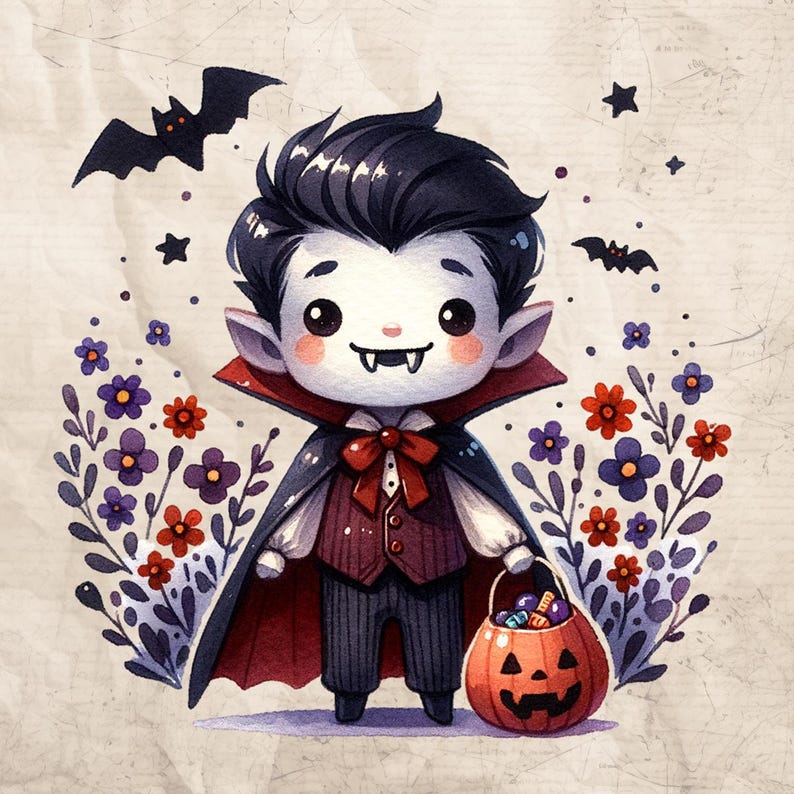 Cute Vampire Png, Happy Trick or Treat Png, Vampire in the Fall Png ...