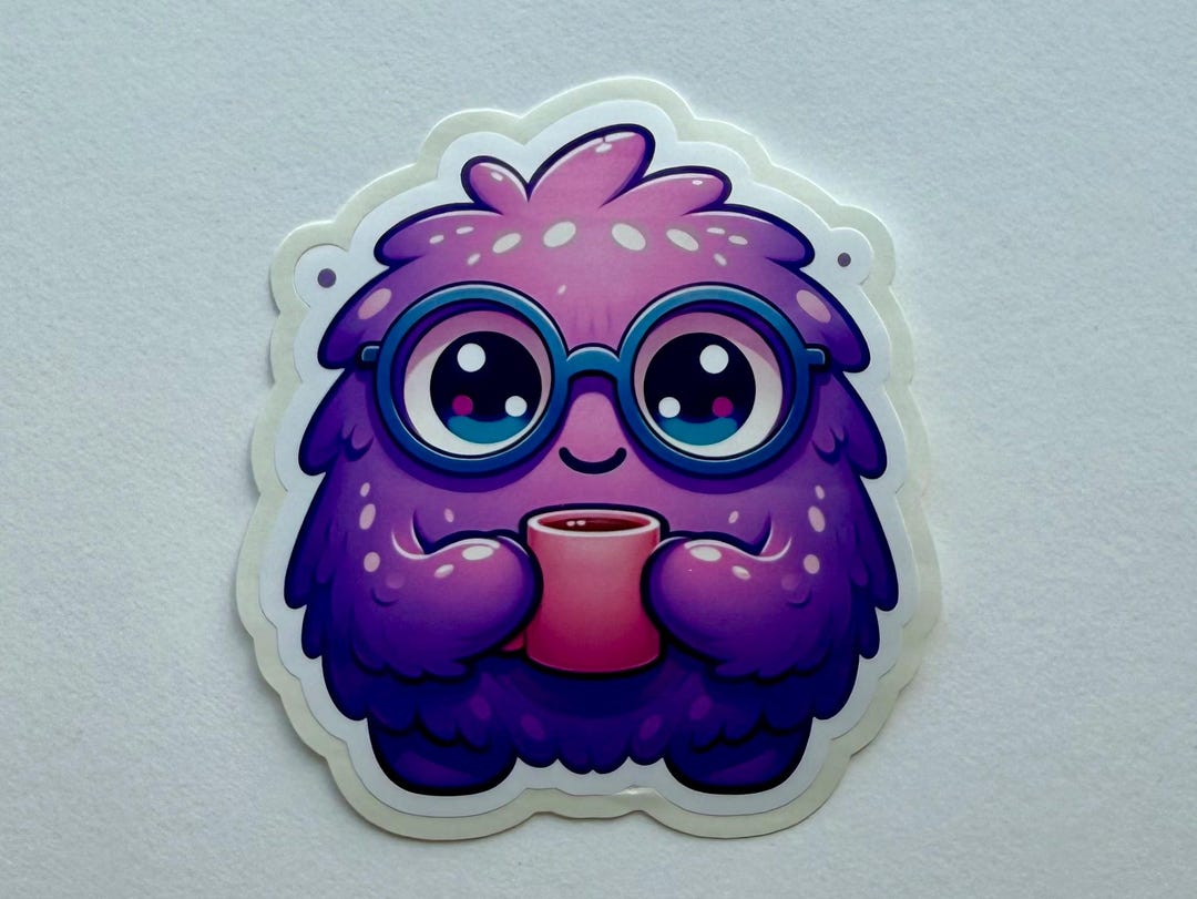 Purple Fuzzy Monster Sticker, for Laptops, Water Bottles, Notebooks ...