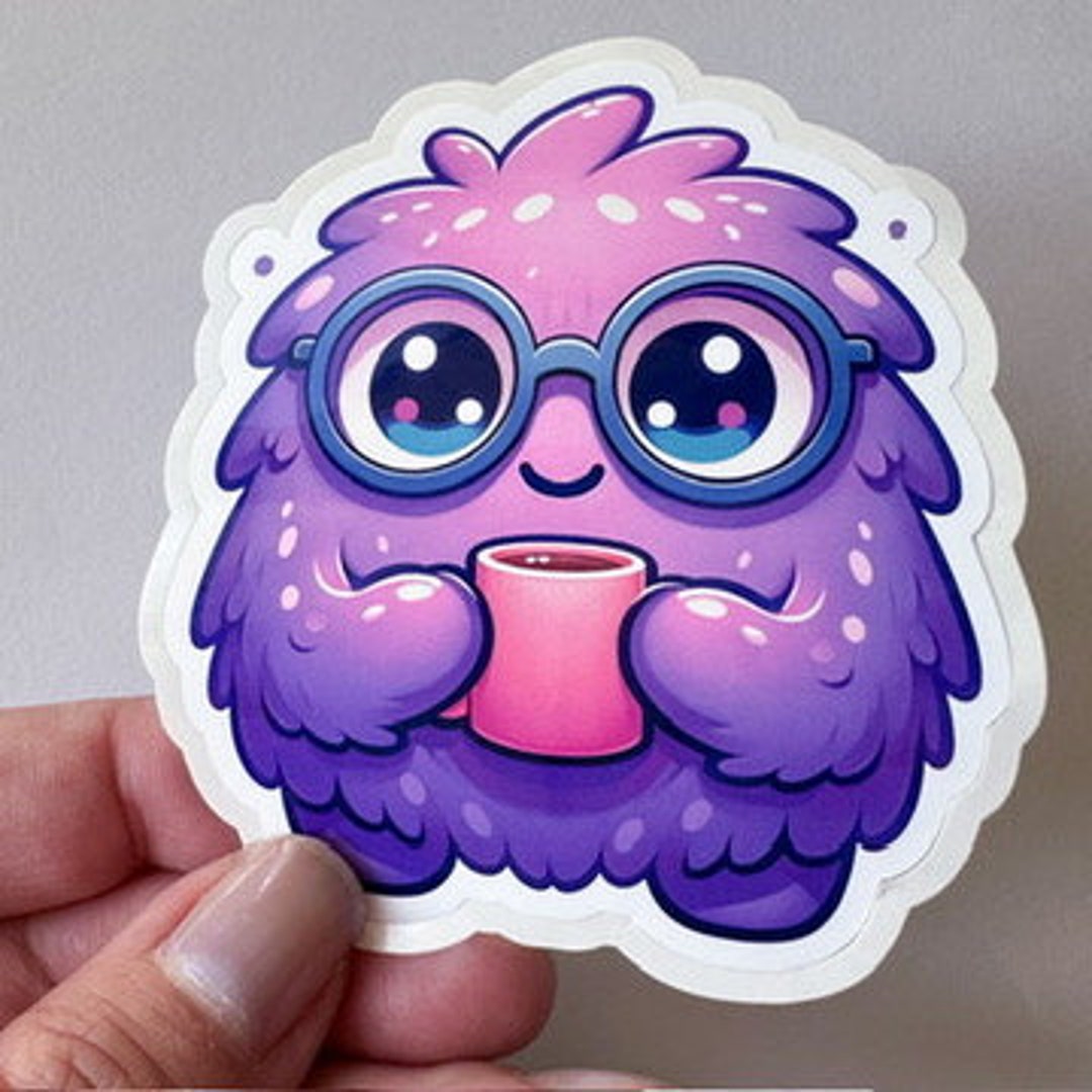 Purple Fuzzy Monster Sticker, for Laptops, Water Bottles, Notebooks ...