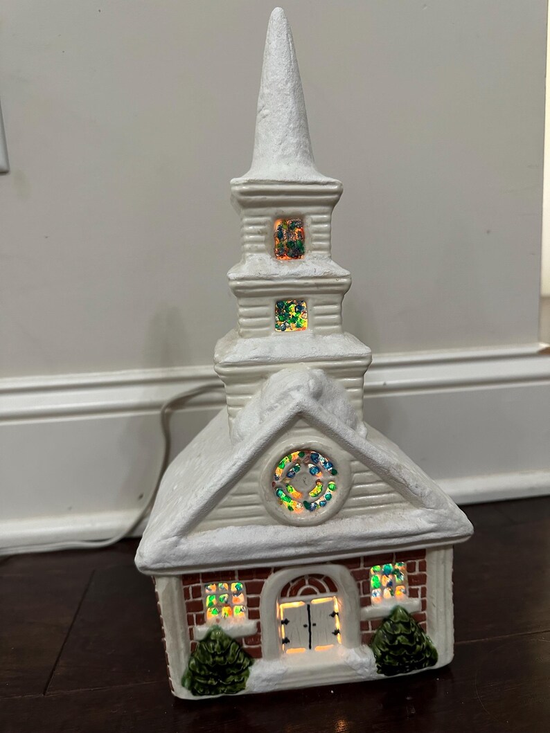Vintage 1979 Handmade Light up Church - Etsy
