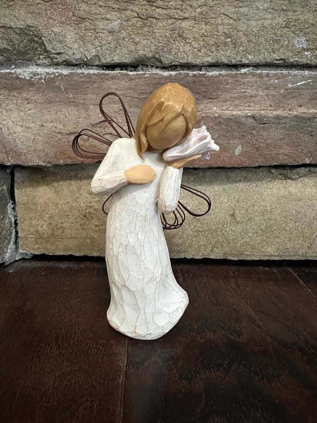 Vintage 2004 Willow Tree Thinking of You Angel With Seashell Wooden ...