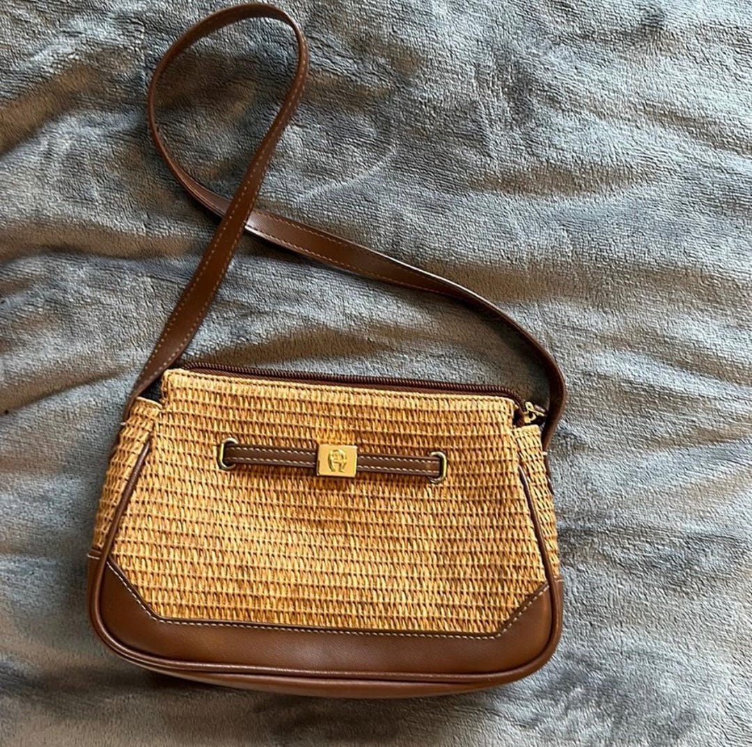 Vintage 1980s Etienne Aigner Woven Straw Handbag - Etsy