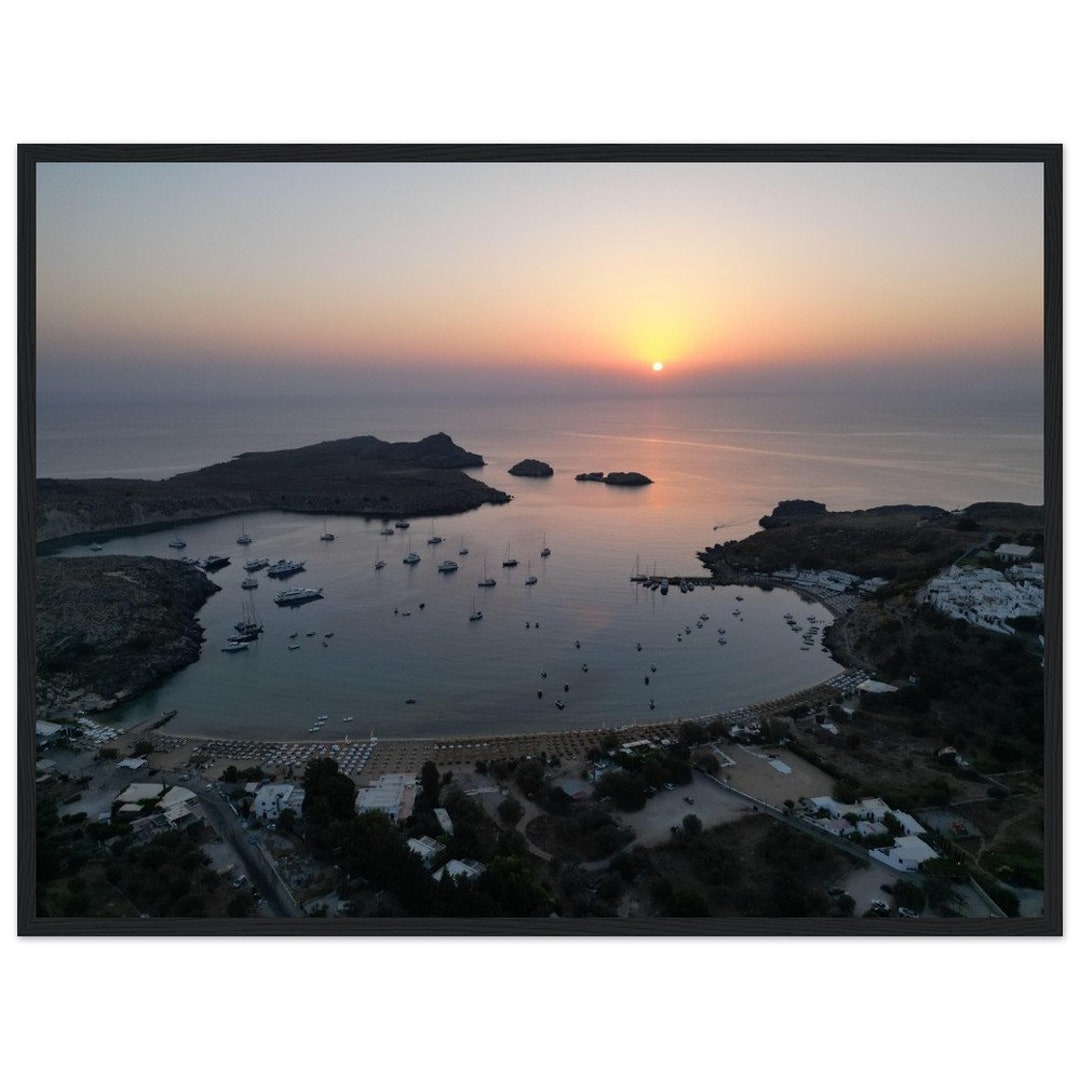 Sunrise View of Lindos Beach, Rhodes, Wall Art Print, Premium Matte ...