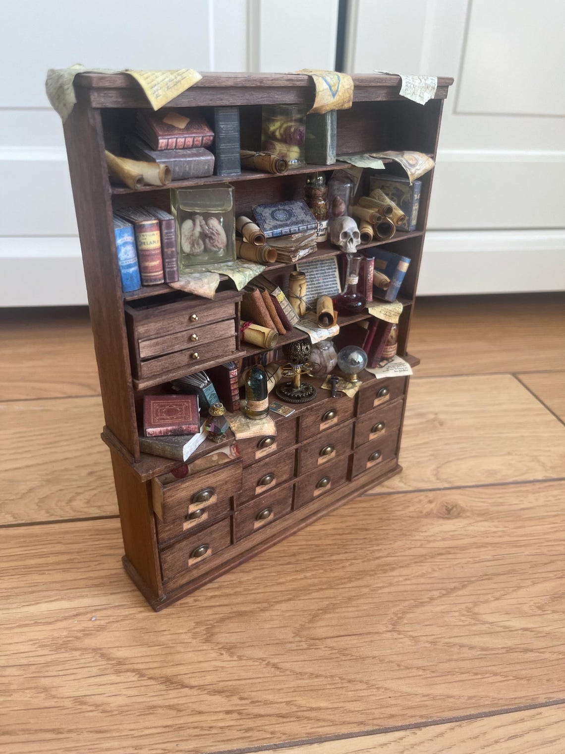 Miniature Dollhouse Alchemy Wizard Bookcase | Wooden 1:12 Books Potions ...