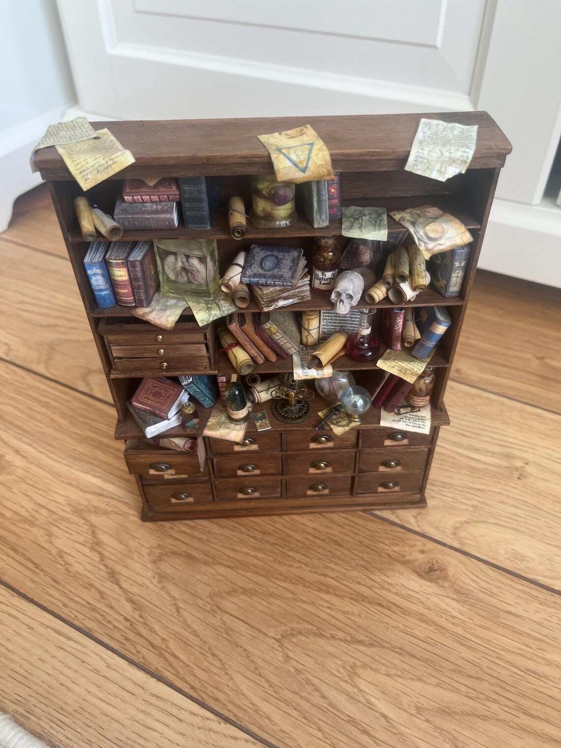 Miniature Dollhouse Alchemy Wizard Bookcase | Wooden 1:12 Books Potions ...
