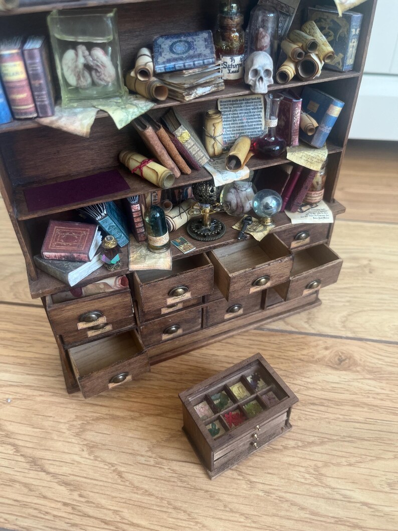 Miniature Dollhouse Alchemy Wizard Bookcase | Wooden 1:12 Books Potions ...