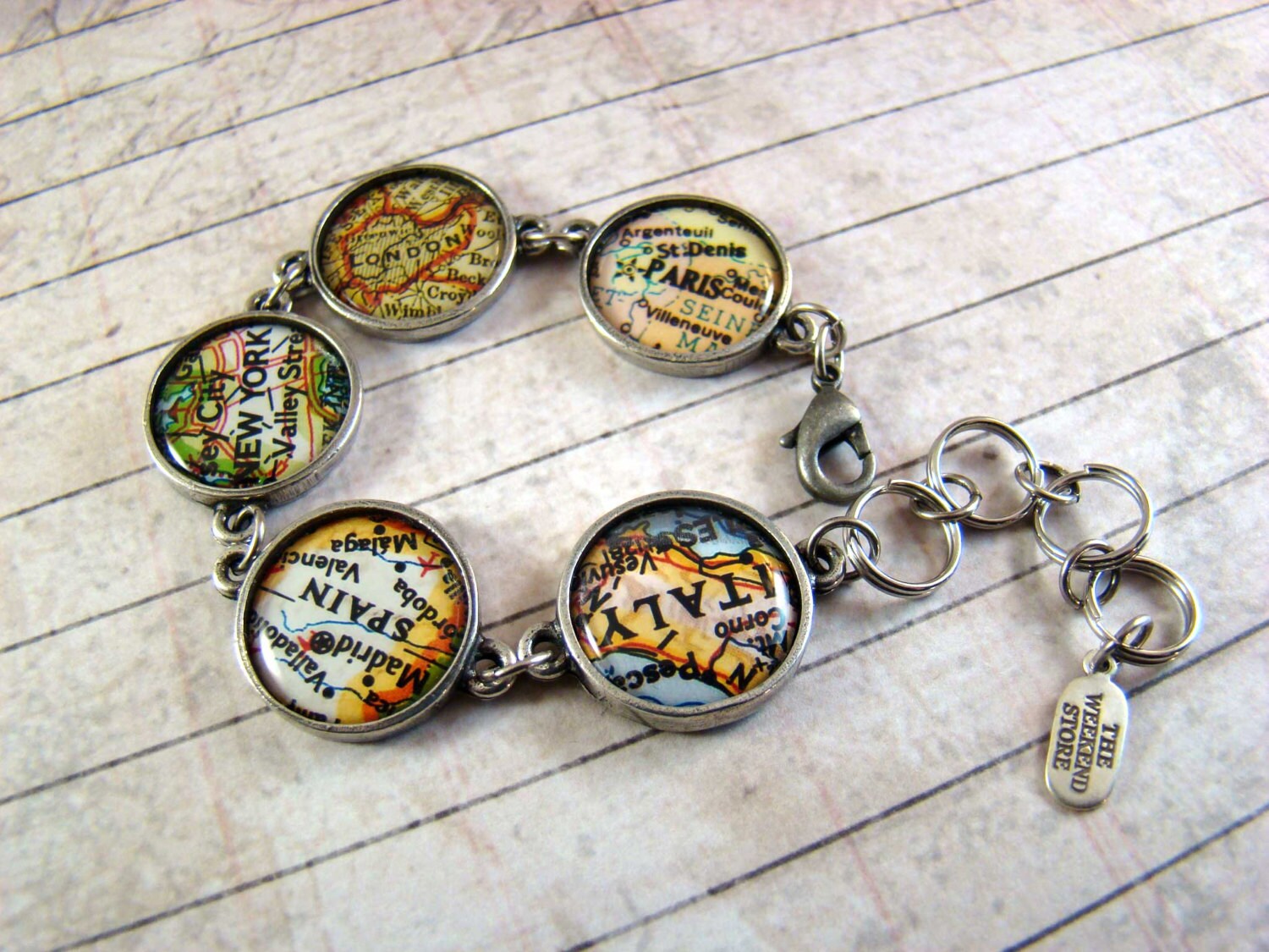 Map Charm Bracelet I Love You Around the World and Back - Etsy