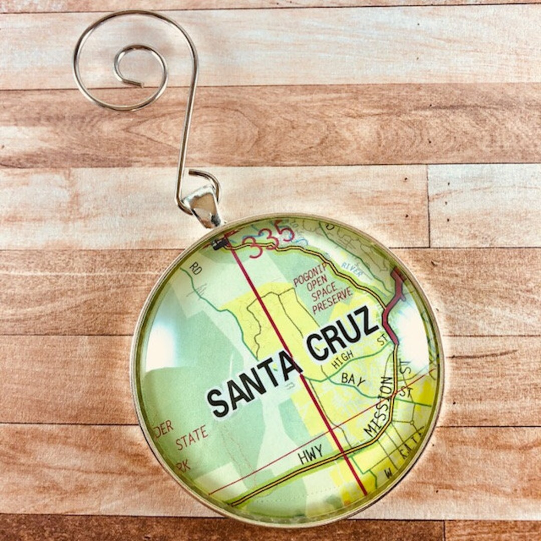 Santa Cruz Ornament, Super Cute Gift Box, Map Ornament, Santa Cruz, Map ...