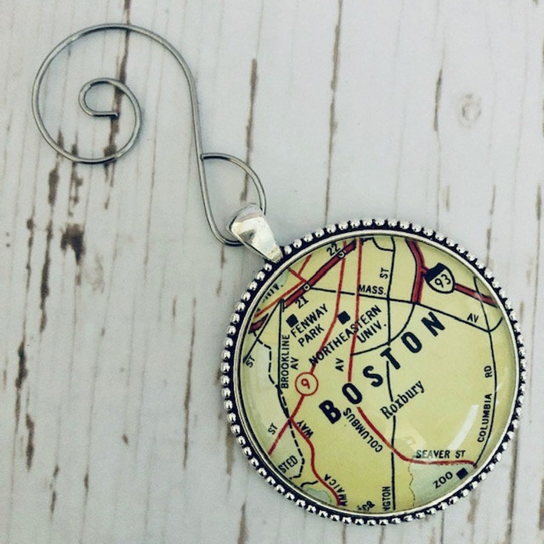 Boston Ornament, Map Ornament, Engagement Christmas Ornament, Hostess ...