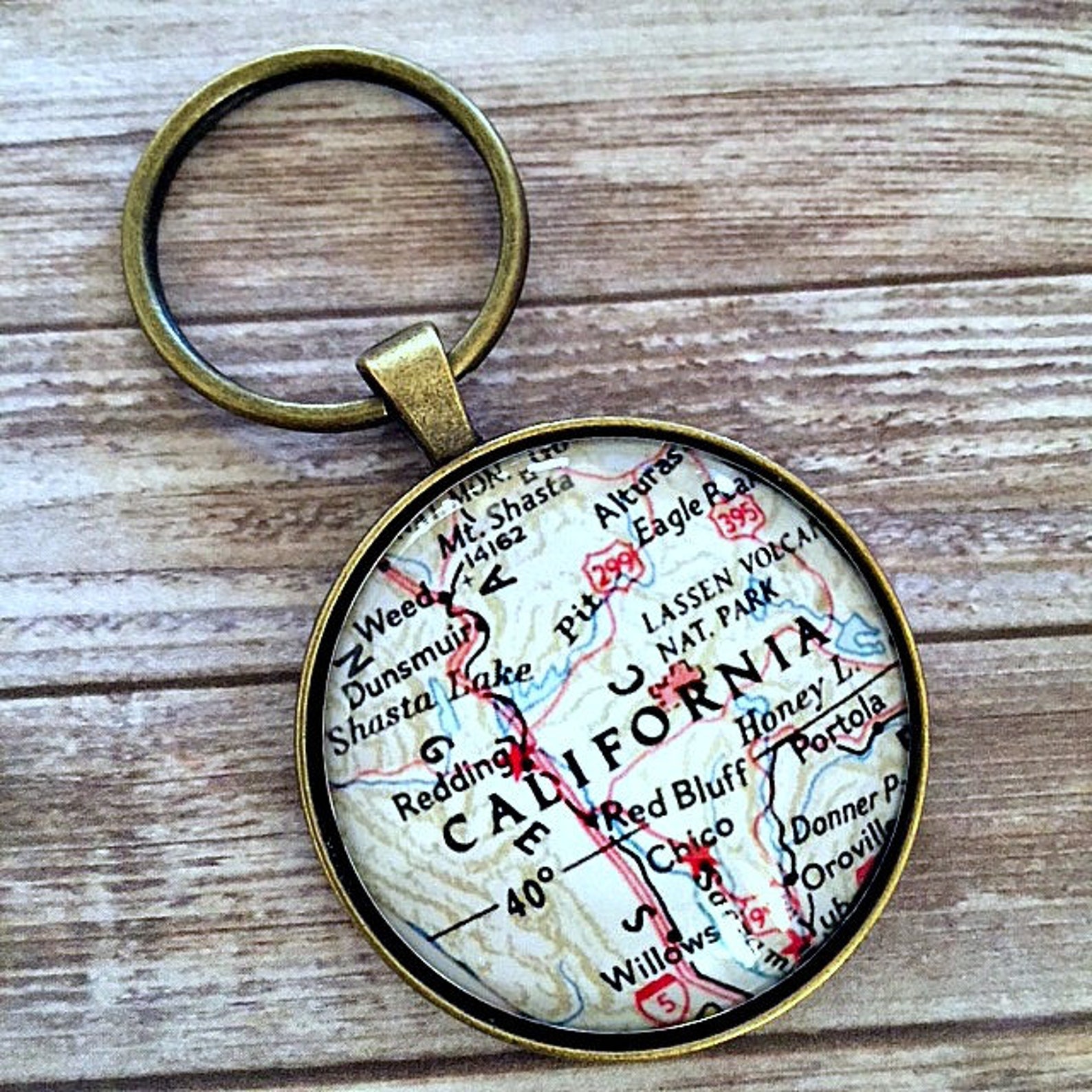 California Map Key Chain California Keychain Lassen | Etsy