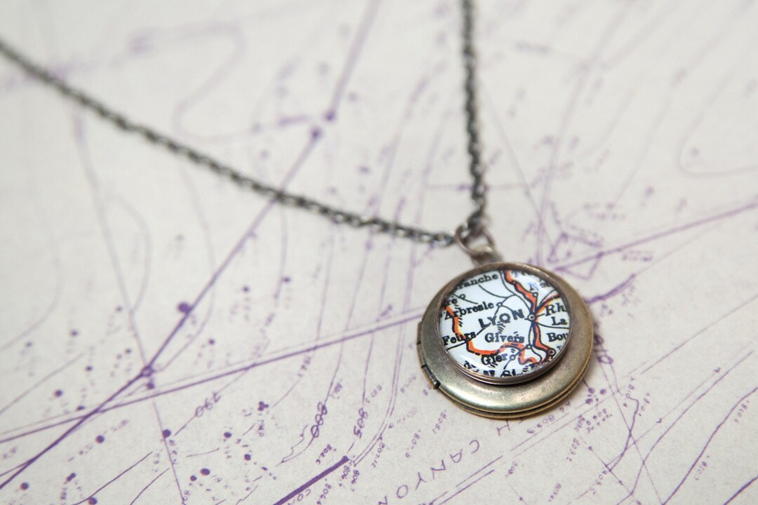 Custom Map Locket Made With Vintage Maps You Choose the Location Any ...