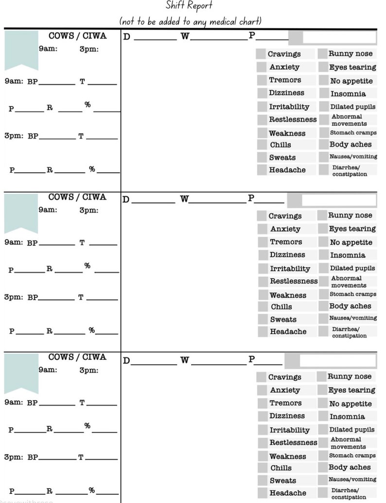 Detox Nurse Shift Template - Etsy