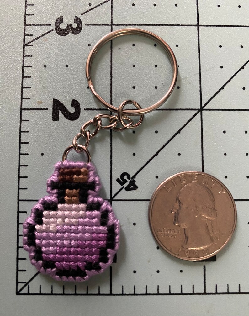 Potion Bottle Double Sided Cross Stitched Keychain - Etsy