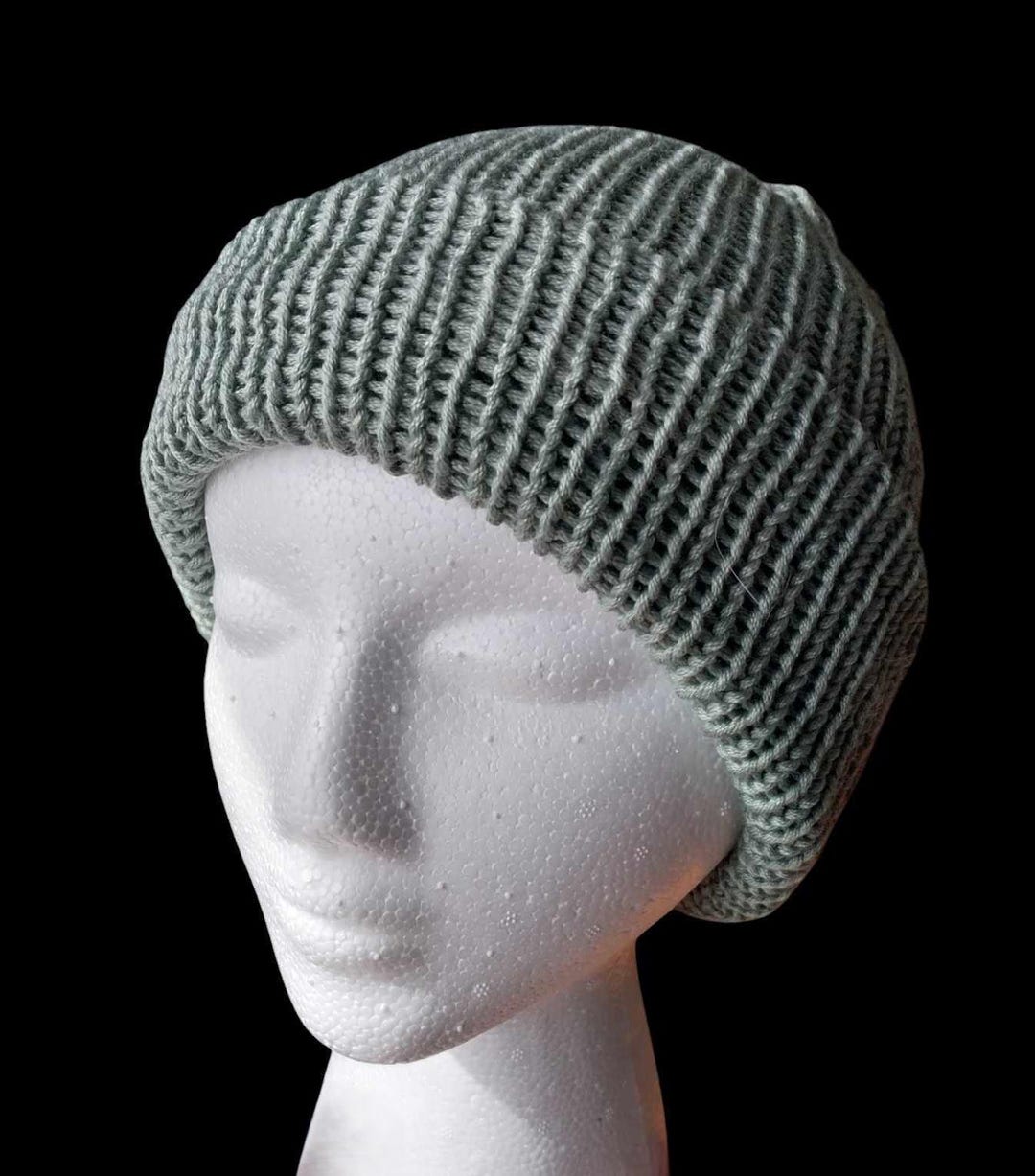 Sage Green - Sentro Knitted - Adult Beanie With Brim - Etsy