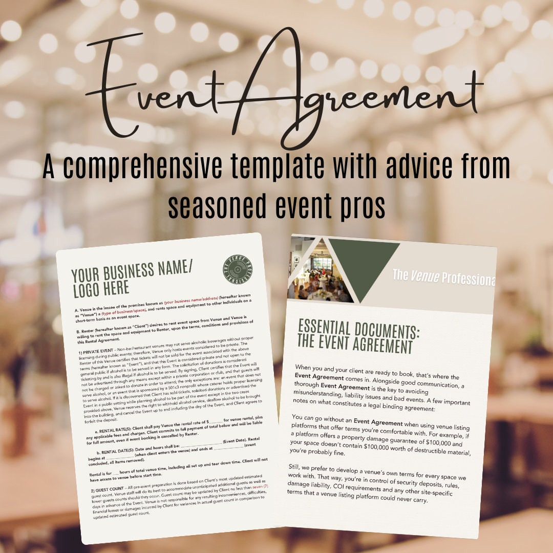 Special Event Venue Contract for Small Business -- Weddings, Birthdays ...