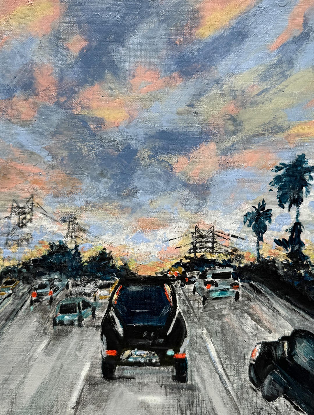 Los Angeles Art Print, the 101 Freeway Acrylic and Gouache Print, LA ...