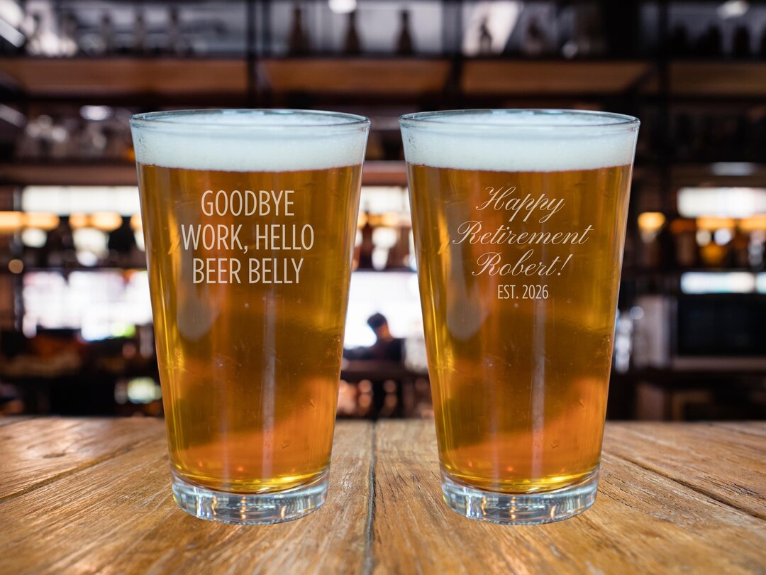 Custom Engraved Retirement Beer Glass, Farewell Gift - Etsy