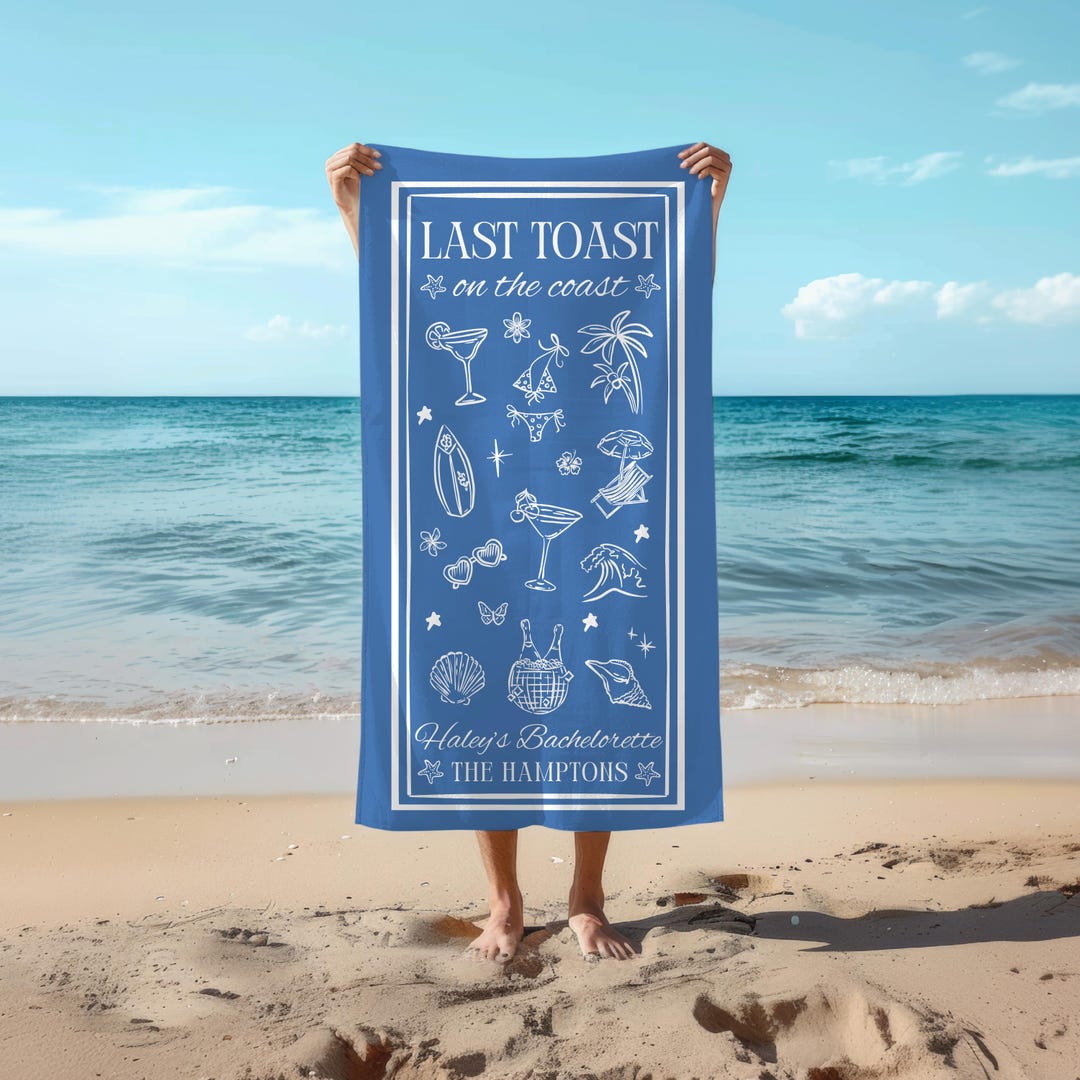 The Bach Club Beach Towel, Custom Bachelorette Beach Towel, Coastal ...