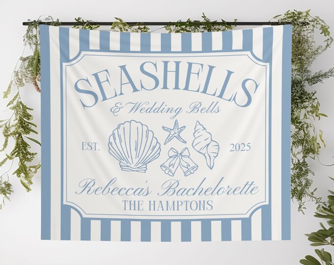 Seashells and Wedding Bells Bachelorette Sign Beach Bachelorette Banner ...