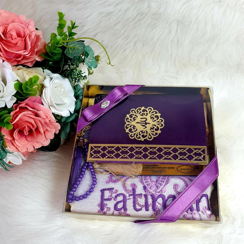 Gold Prayer Mat Quran Yaseen Gift Set Islamic Prayer Rugs Great Ramadan ...