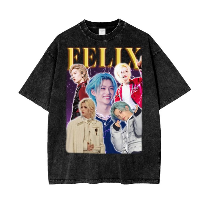 Stray Kids Felix Acid Wash Oversize T-shirt 250 GSM - Etsy