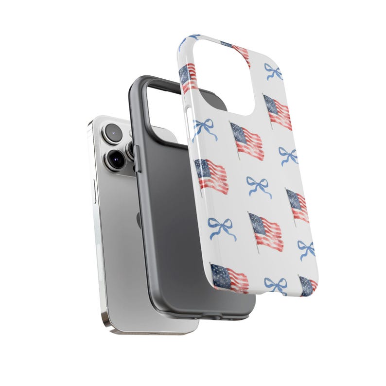 Coquette American Flag Phone Case: Patriotic Bow Collage - Etsy Hong Kong