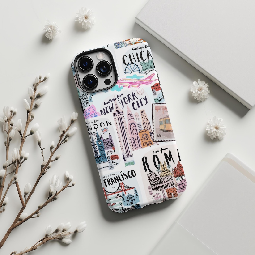 Travel Collage iPhone Case: World Landmarks, Gift for Traveler - Etsy