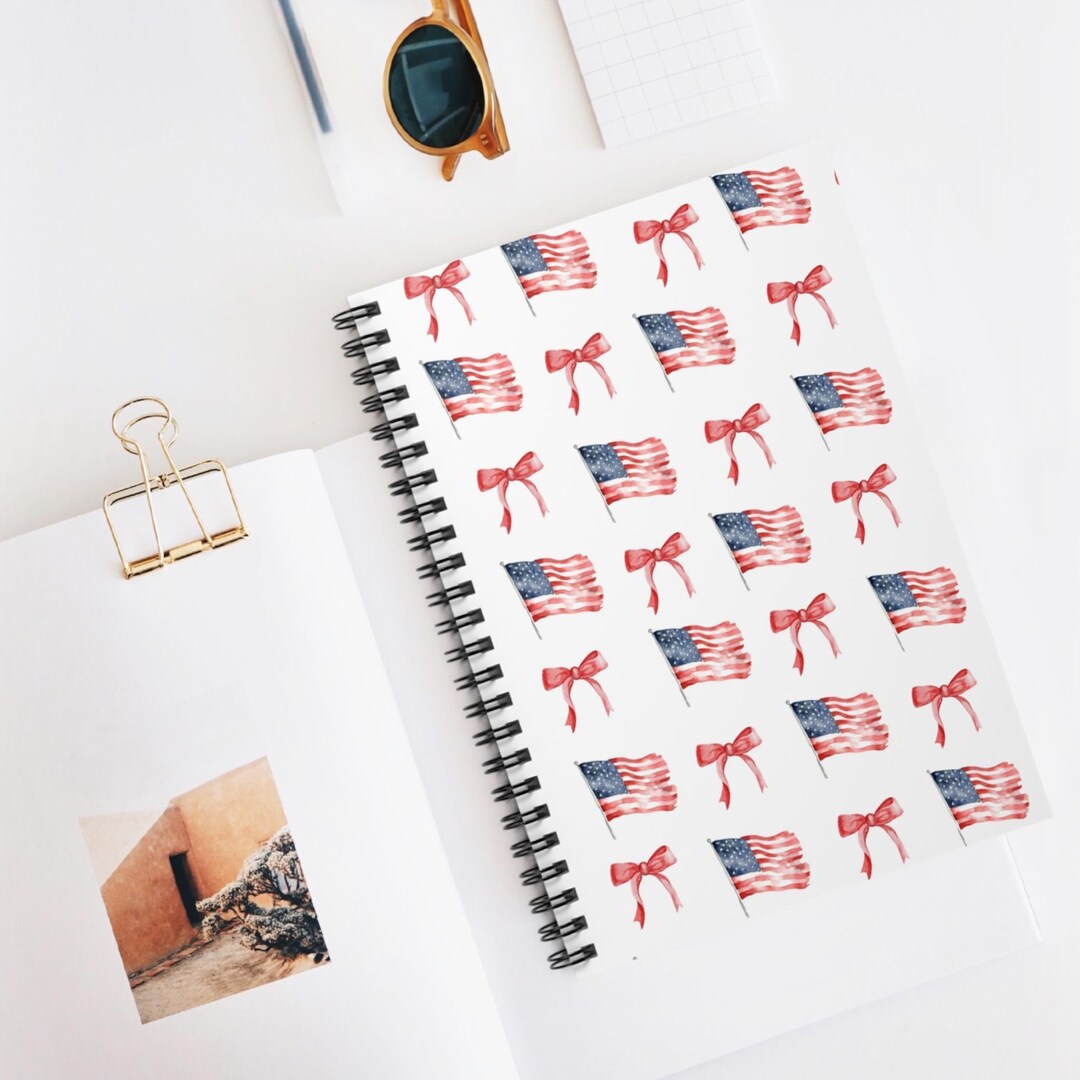 Coquette American Flag Notebook Patriotic Planner Red White and Blue ...