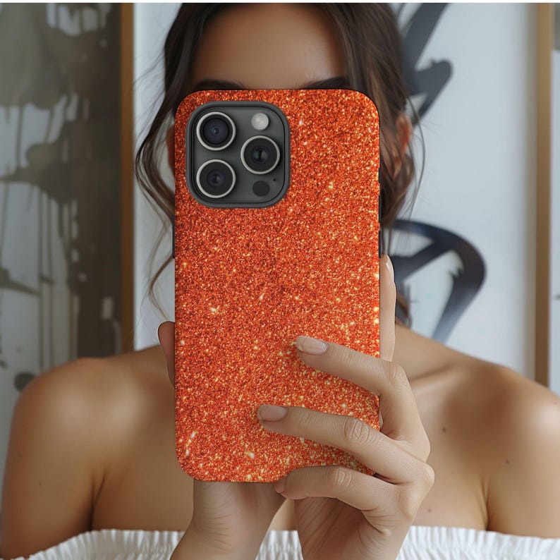 Orange Sparkle Magsafe iPhone Case: Trendy Protective Joy Cover - Etsy